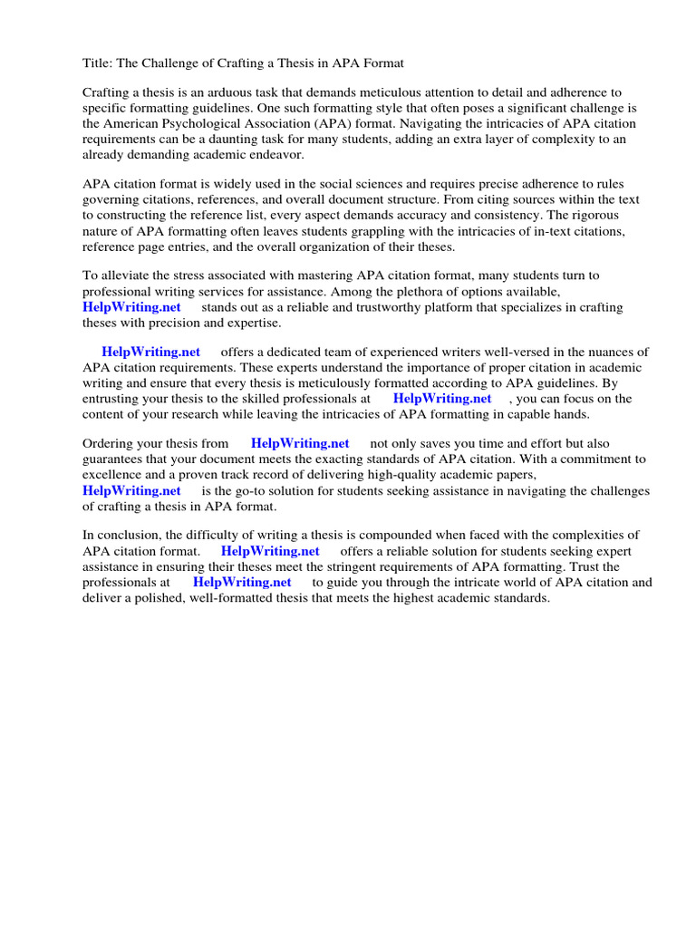 Thesis Citation Apa Format | PDF