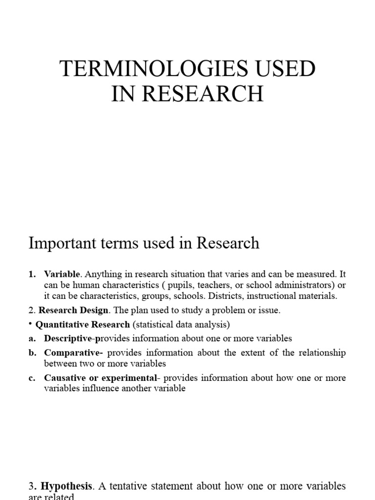 Terminologies in Research | PDF