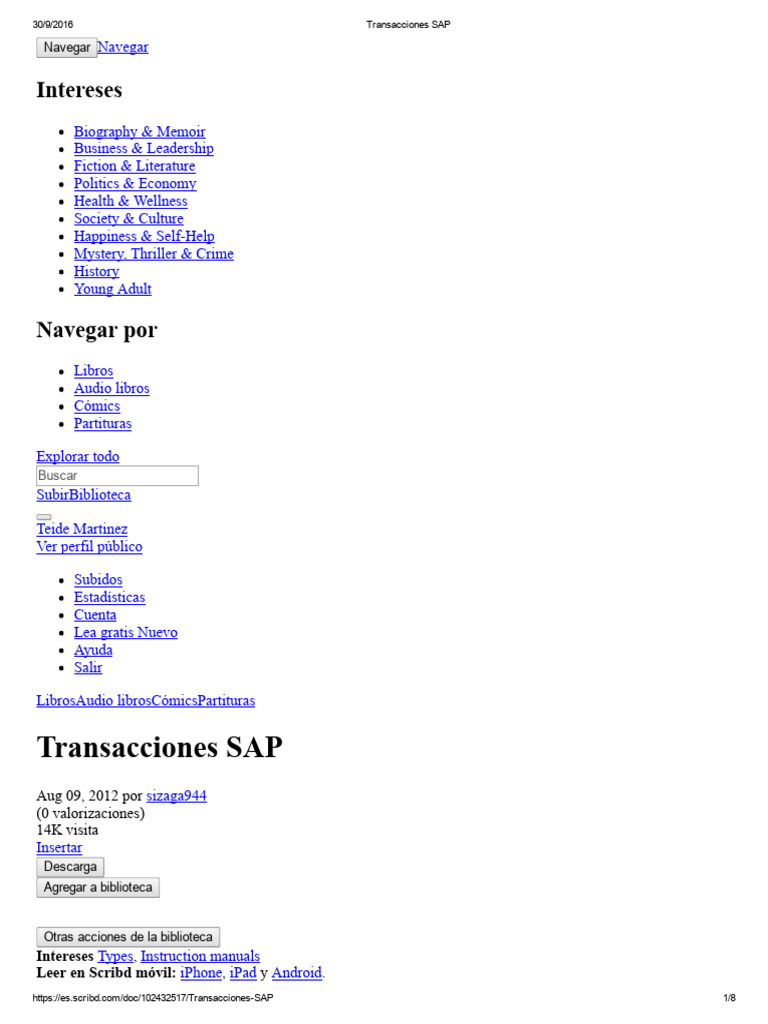 Transacciones SAP Básicas | PDF | Informática | Familias de sistemas operativos