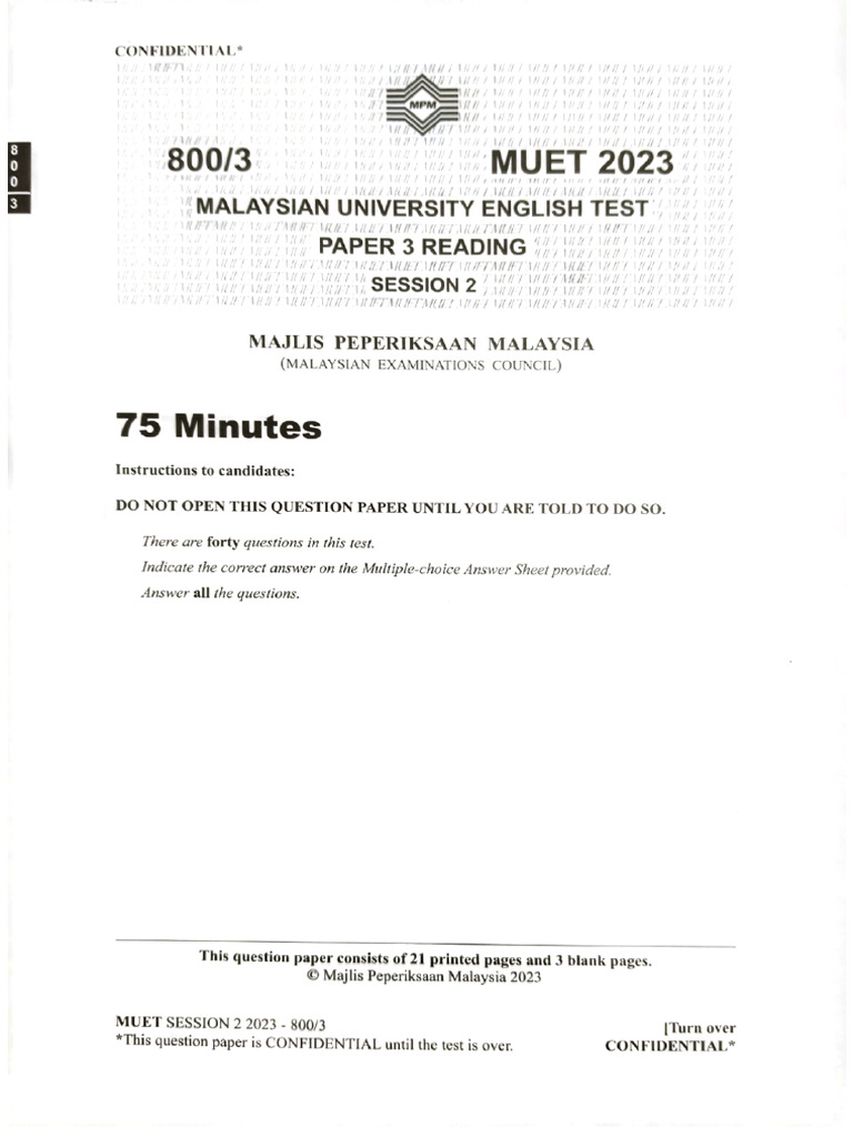 MUET Reading S2 2023 | PDF