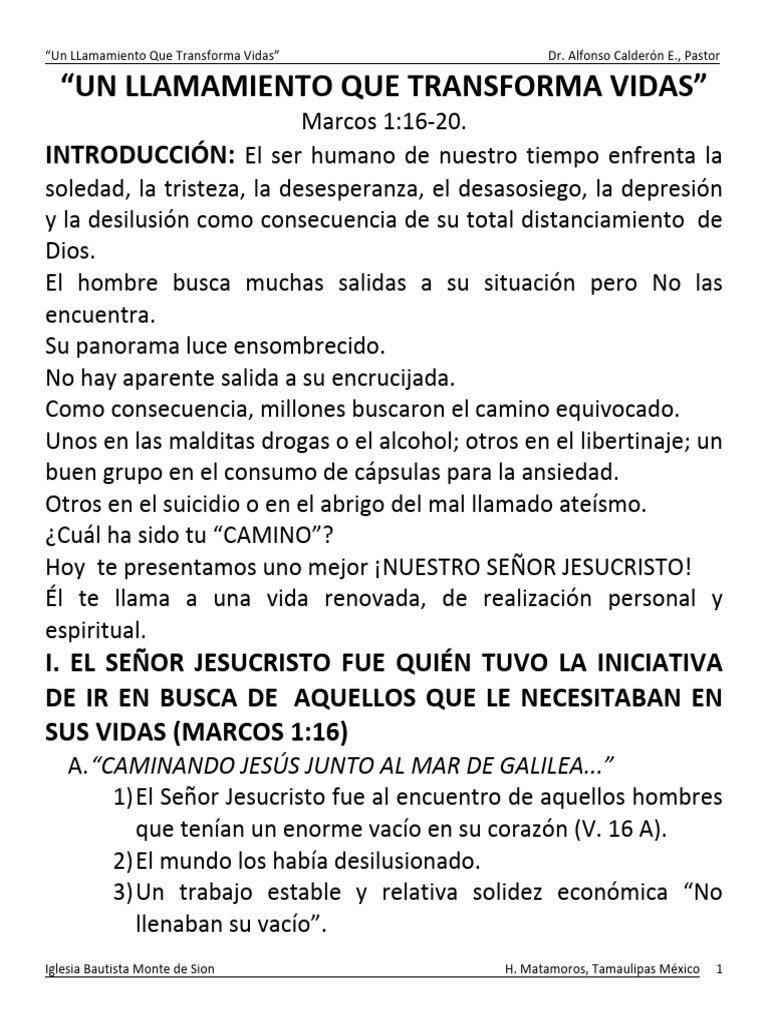 Un Llamamiento Que Transforma Vidas | PDF | Jesús
