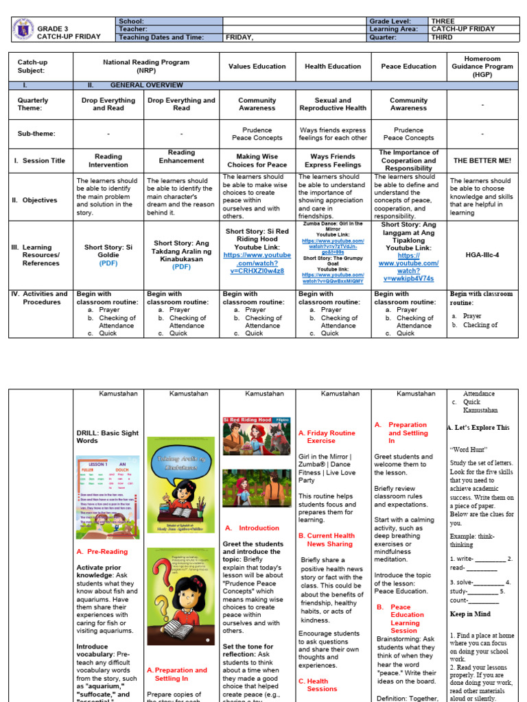 DLL Catch Up Friday Grade 3 | PDF