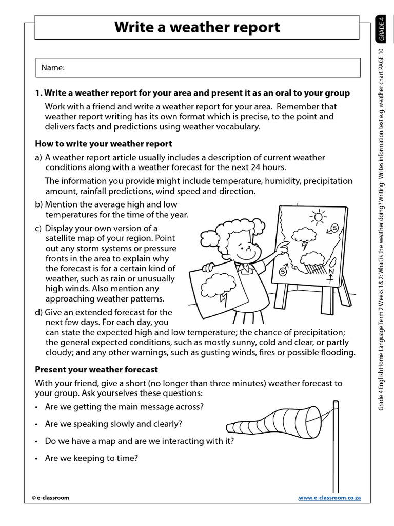 Writing a Weather Report for Grade 4 | PDF | Science & Mathematics