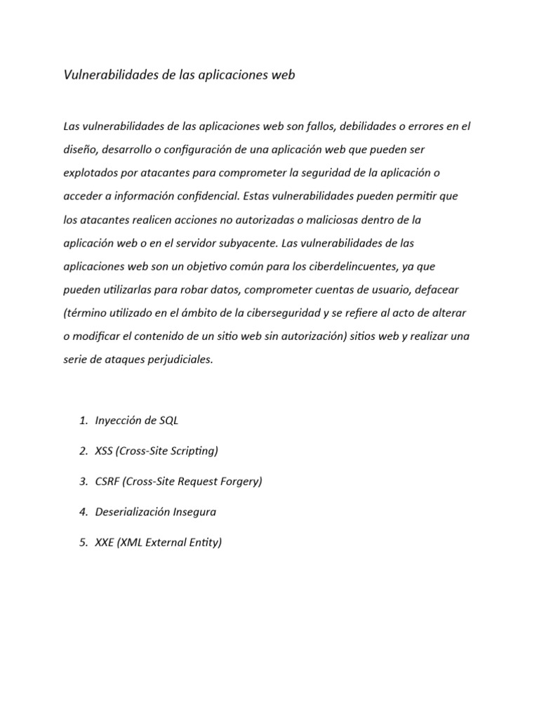 Vulnerabilidades de las aplicaciones web | PDF