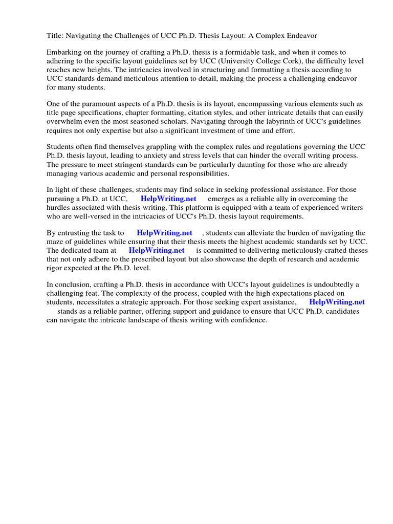 Ucc Phd Thesis Layout | PDF | Thesis | Doctor Of Philosophy