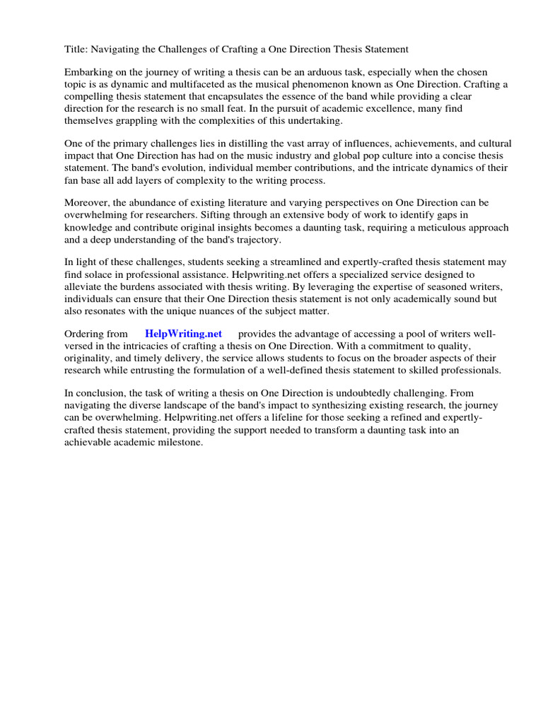 One Direction Thesis Statement | PDF | Essays | Thesis