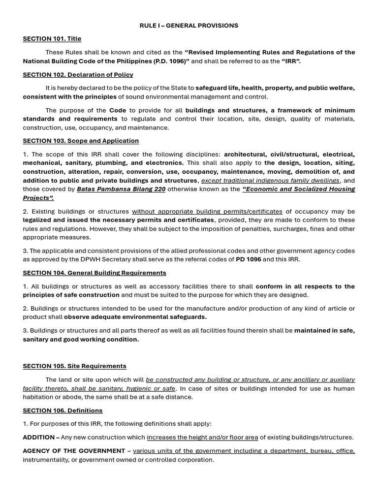 Revised IRR of the National Building Code | PDF | Banks | Electrical Wiring