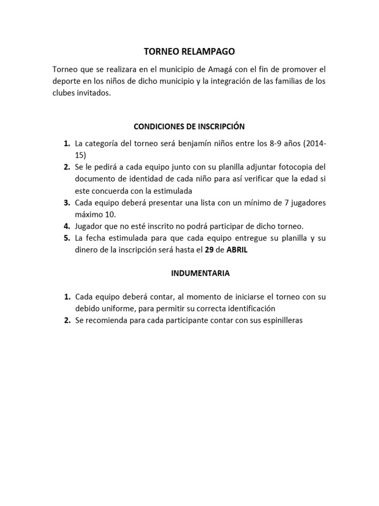 Torneo Relampago | PDF | Asociación de Futbol | Deportes