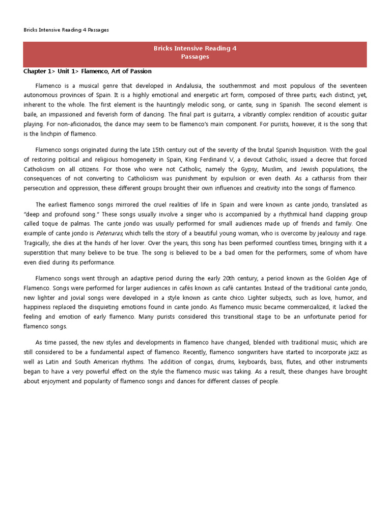 Bricks Intensive Reading 4 Overview | PDF | Acupuncture | Money