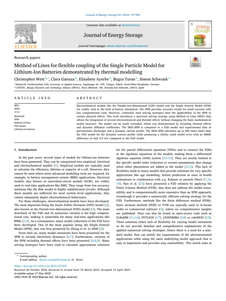MOL Flexible Coupling of SPM For Li Ion Batteries by Thermal Modelling | PDF | Partial ...