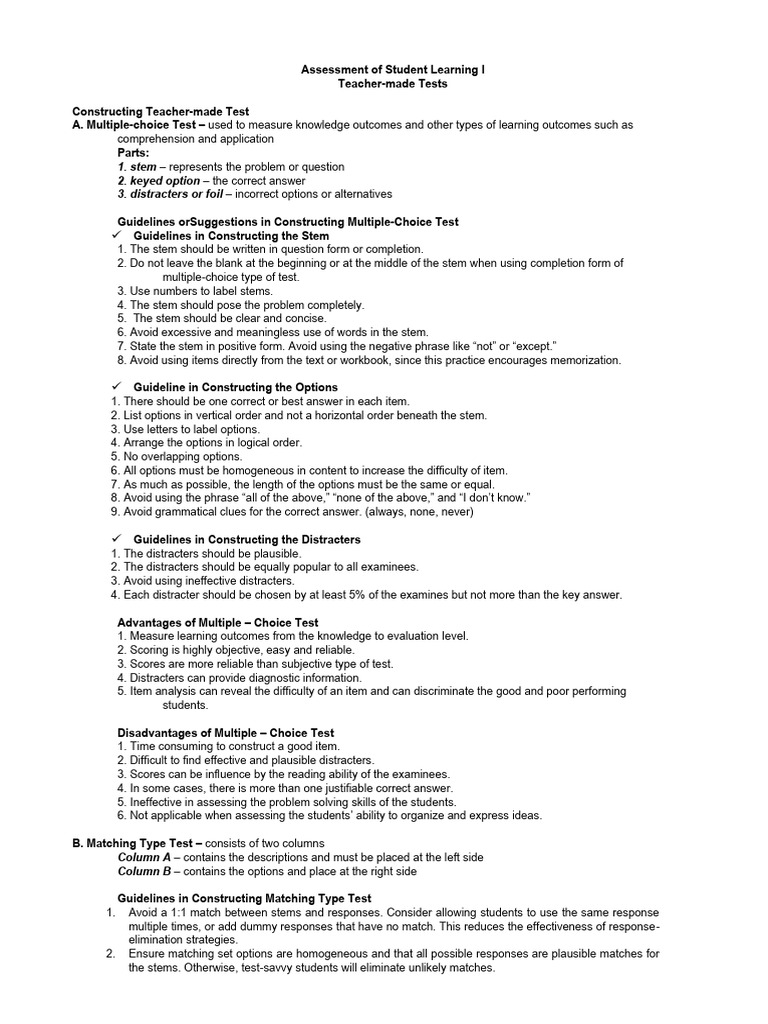 Teacher Made Test | PDF