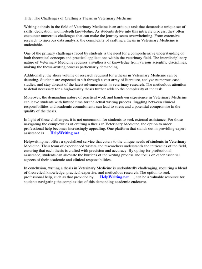 Thesis Veterinary Medicine | PDF | Bachelor's Degree | Doctor Of Philosophy