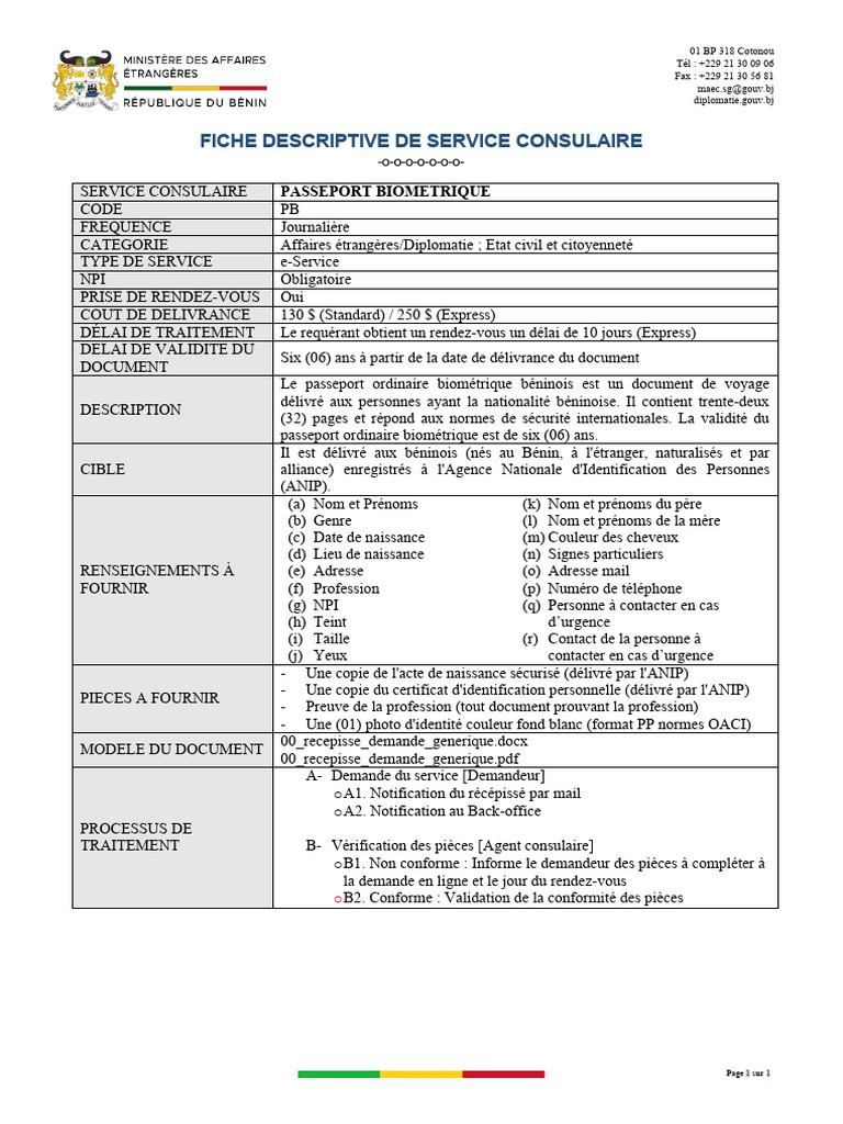 02 PB Passeport Biometrique Fiche Descriptive | PDF