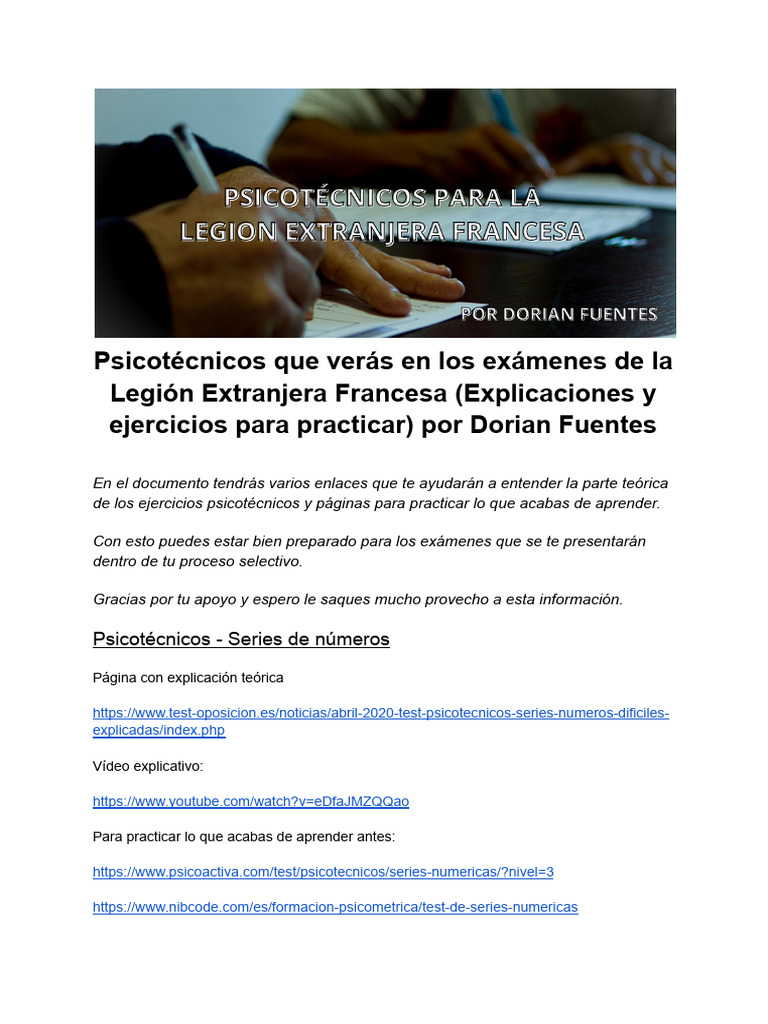 Psicotécnicos Que Verás en Los Exámenes de La Legión Extranjera Francesa (Explicaciones y ...