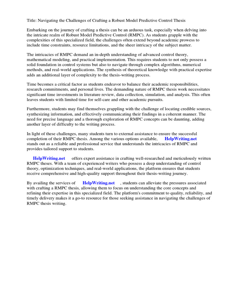 Robust Model Predictive Control Thesis | PDF | Control Theory | Mathematical Optimization