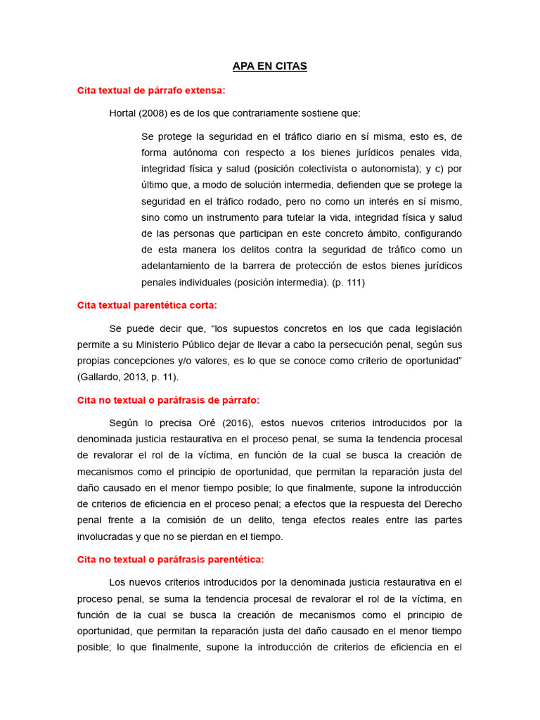 Ejemplos de Apa | PDF | Derecho penal | La justicia restaurativa