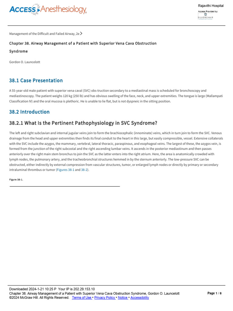 Chapter 38. Airway Management of a Patient With Superior Vena Cava ...