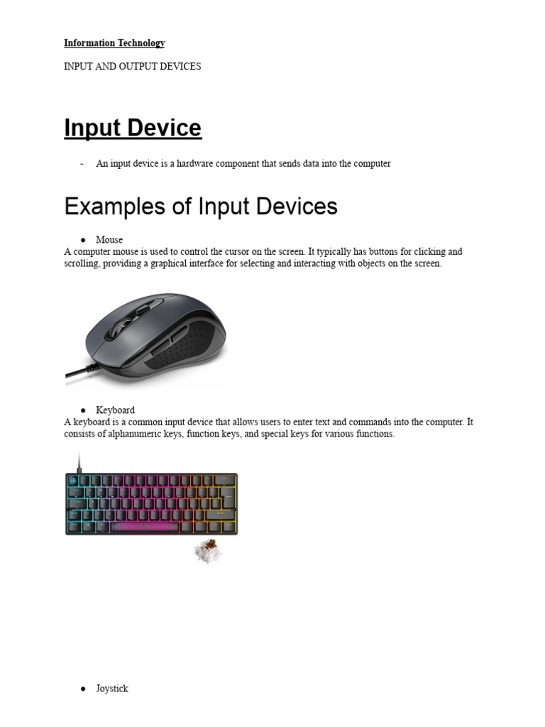 Input - Output Devices | PDF