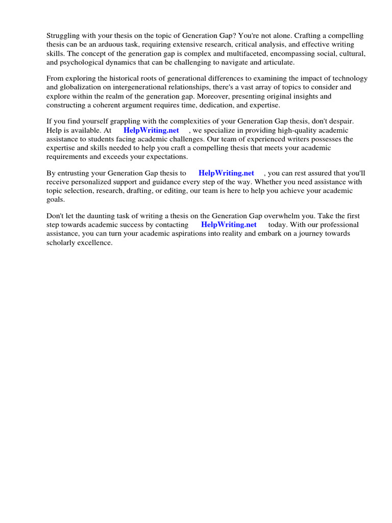 Generation Gap Essay Thesis | PDF | Thought | Essays