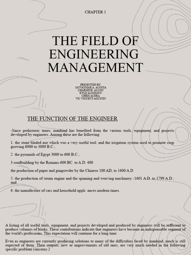 The Field of Engineering Management | PDF | Engineer | Engineering