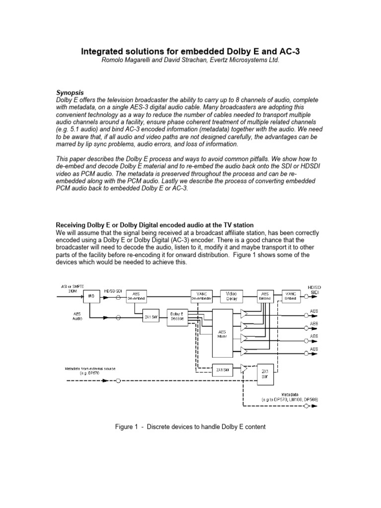 Dolby E and AC-3 Integration Guide | PDF