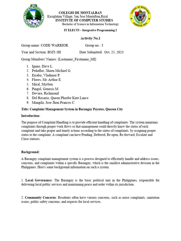 BSIT 3H Warrior Code Activity1 | PDF | Business | Computers