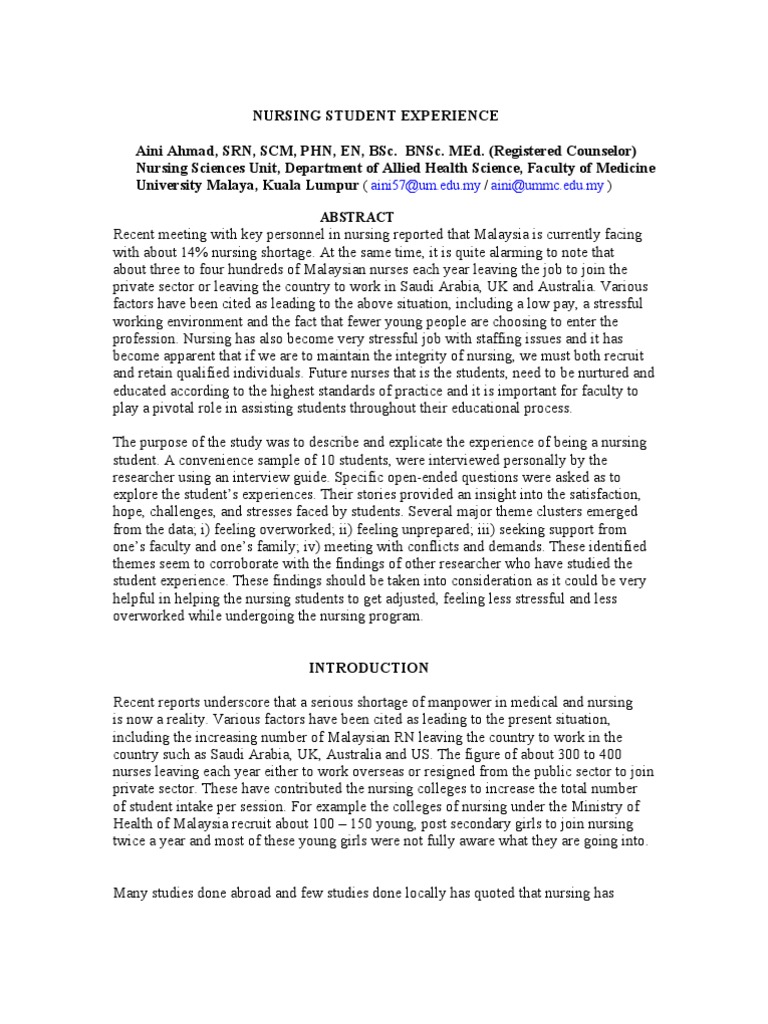 Nursing-Student-Experience (Important For Literature Review | PDF ...
