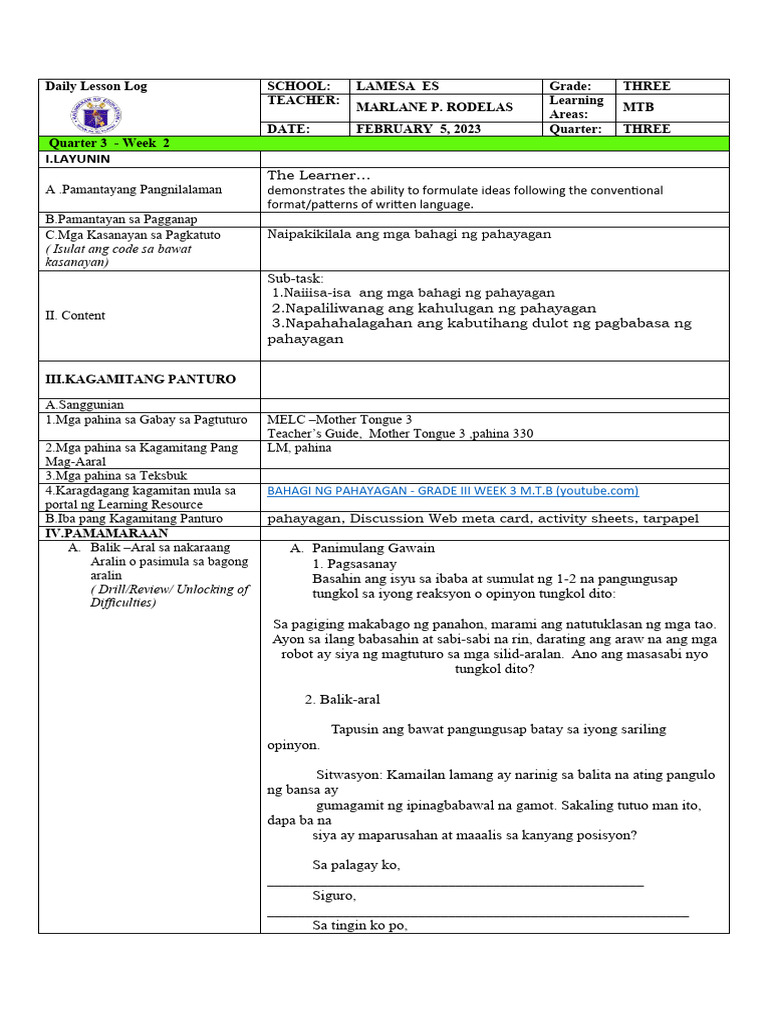 MTB Q3 Week 2 Day 1 | PDF