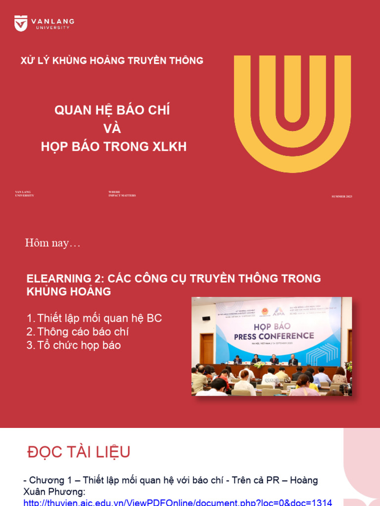 VLU XLKHTT Elearning 2 Họp Báo | PDF