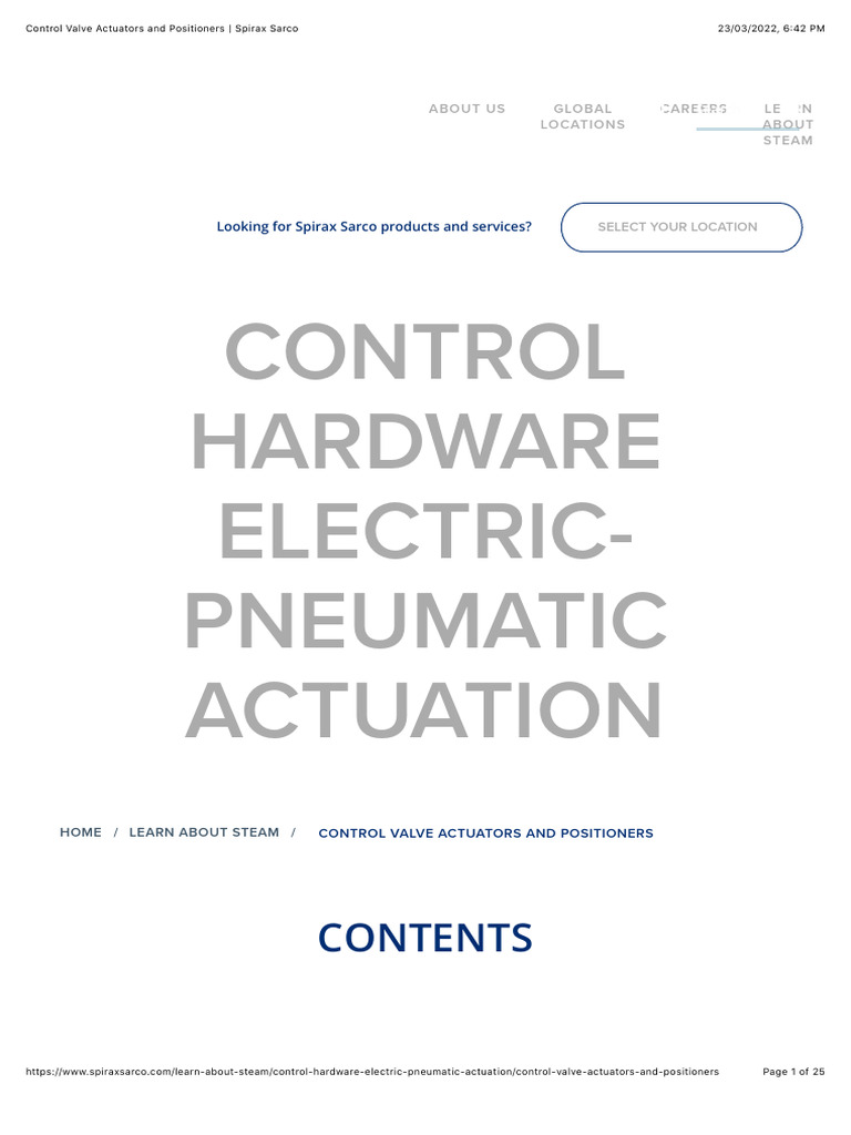 Control Valve Actuators and Positioners - Spirax Sarco | PDF | Hydraulics | Electrical Engineering