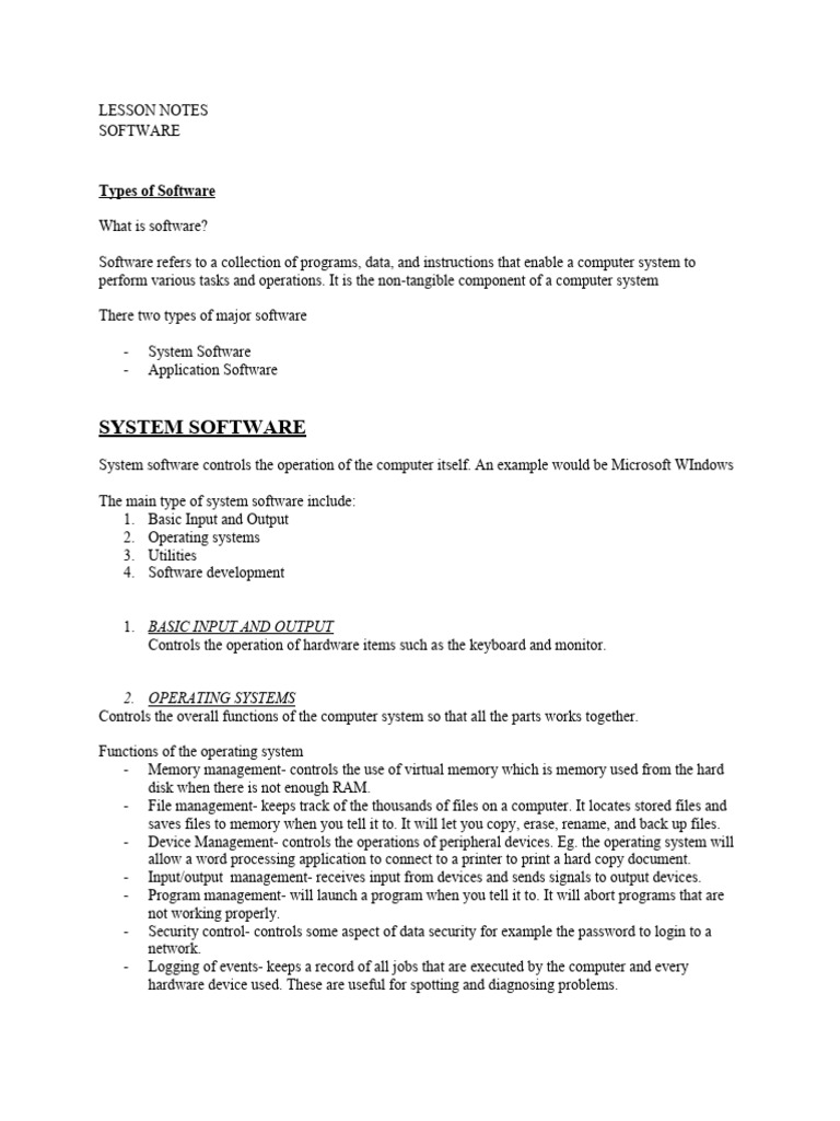 Lesson+Notes +Software | PDF | Graphical User Interfaces | Menu (Computing)