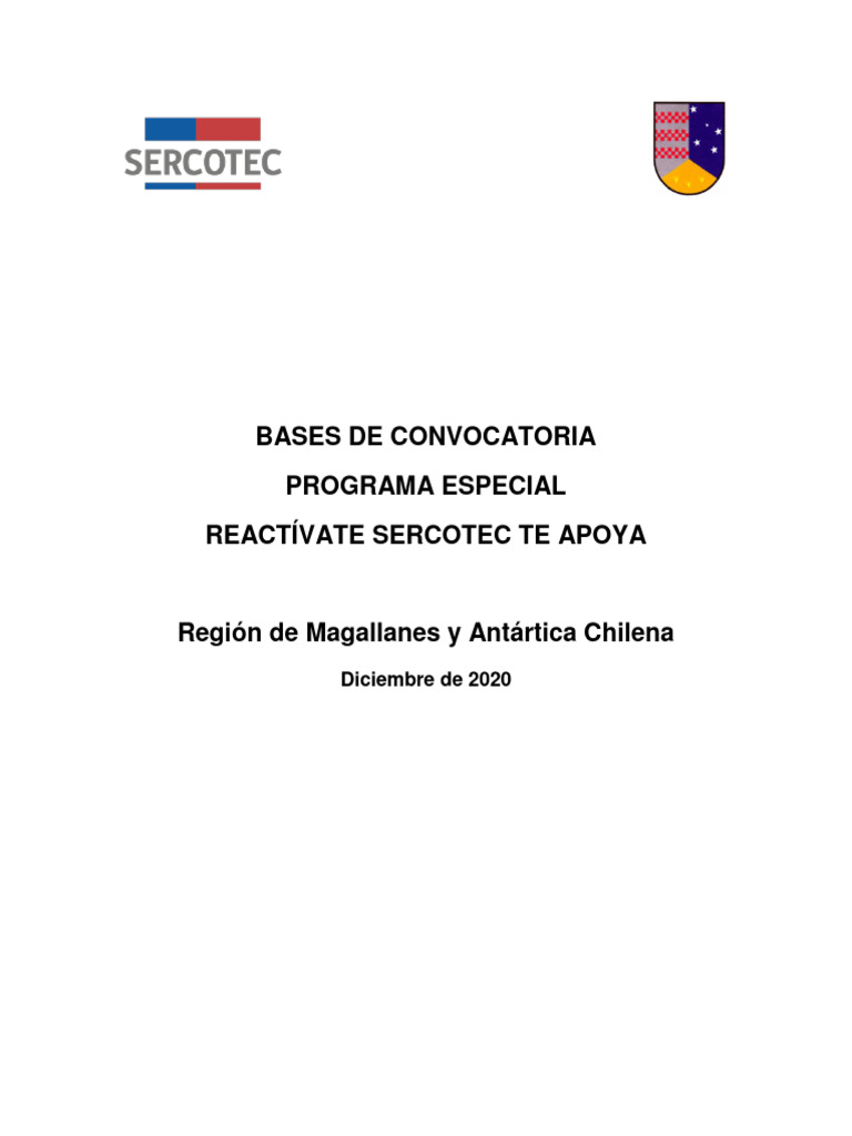 Bases Programa Reactívate Sercotec Te Apoya | PDF | Pequeñas y medianas empresas | Impuestos