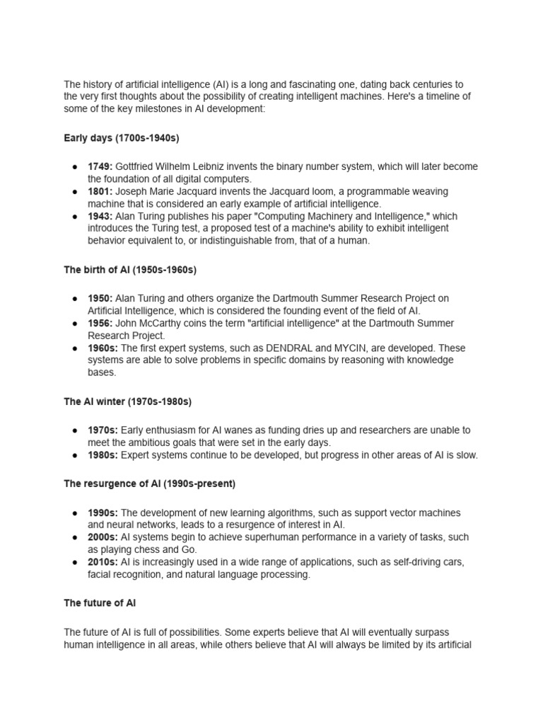 Timelines of AI | PDF | Artificial Intelligence | Intelligence (AI ...