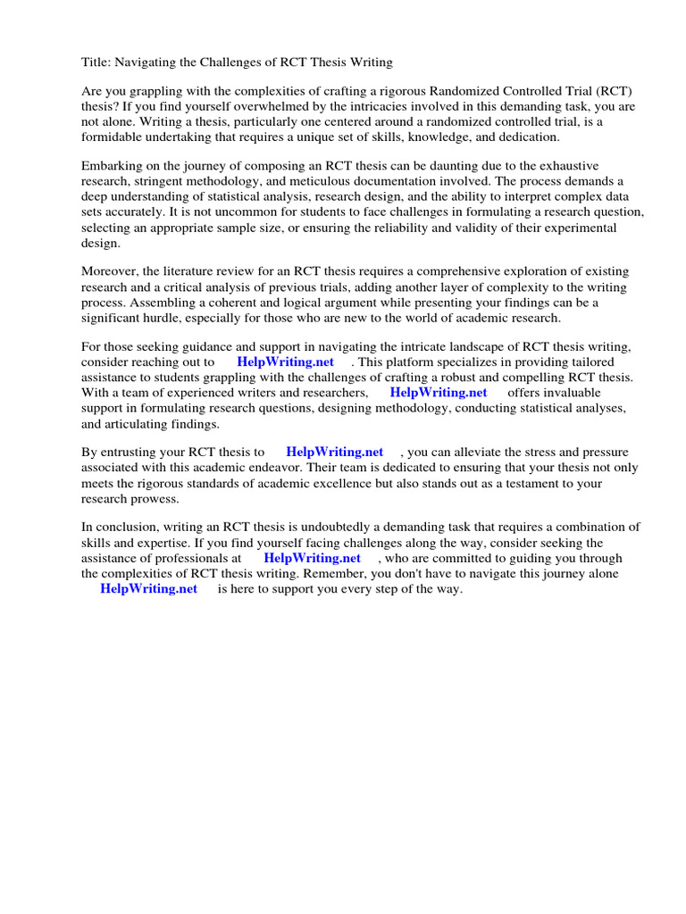 RCT Thesis | PDF