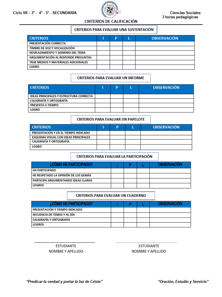 Criterios de Evaluacion 2024 | PDF