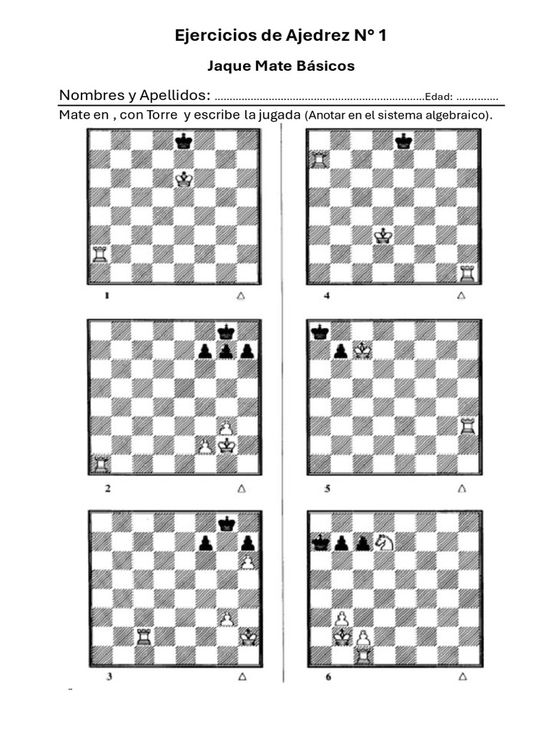 Ejercicios de Ajedrez #1 y 2 | PDF