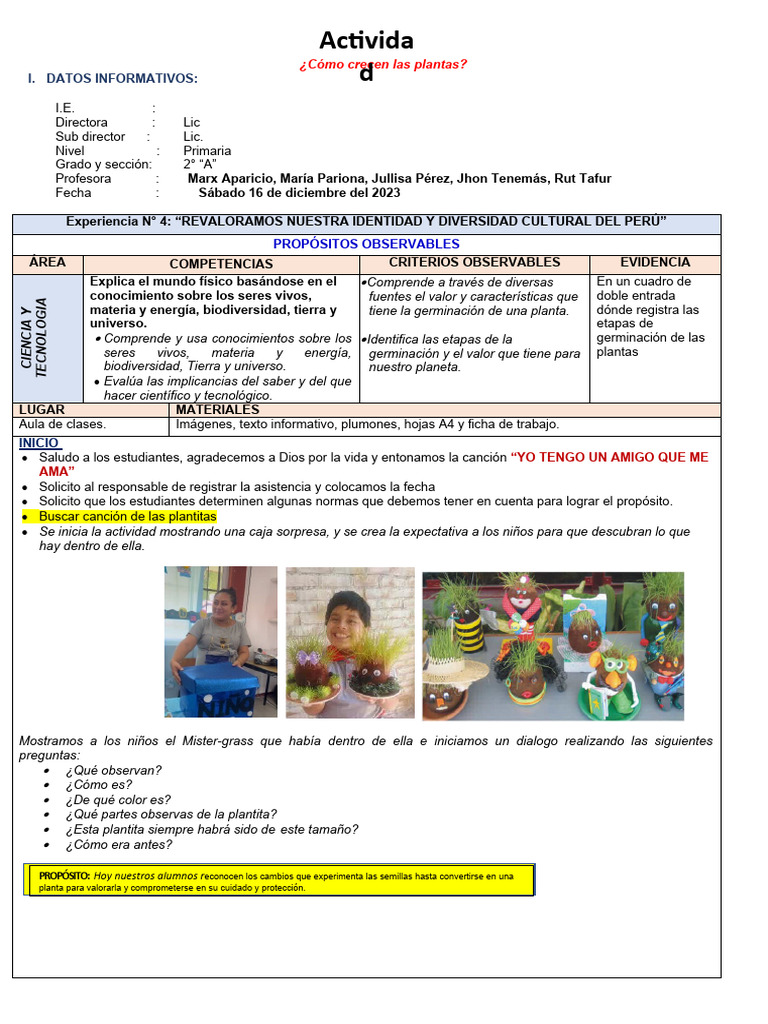Etapas de la Germinación para Niños | PDF | Semilla | Hipótesis