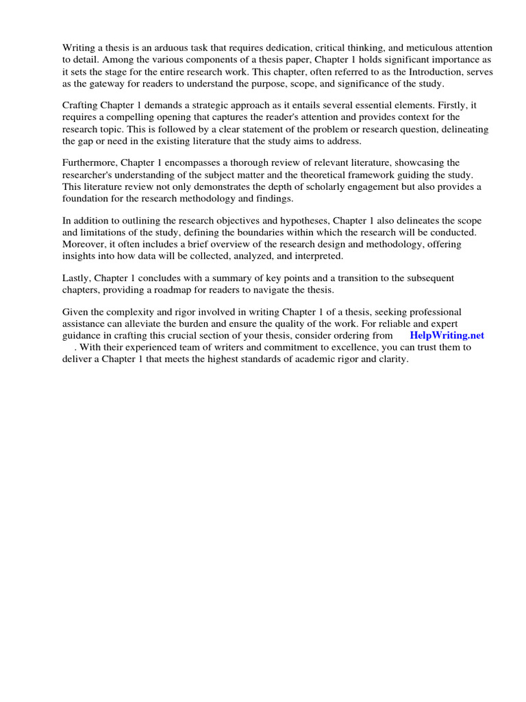 Parts of A Thesis Paper Chapter 1 | PDF | Methodology | Quantitative ...