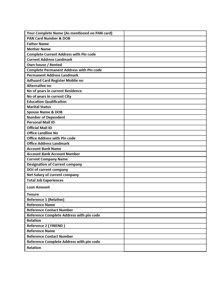 Tata Capital PL Application Form | PDF