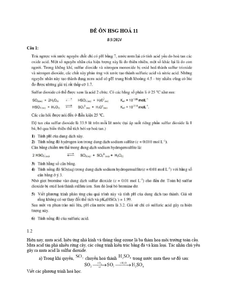 Đề ôn hsg hoá 11 | PDF