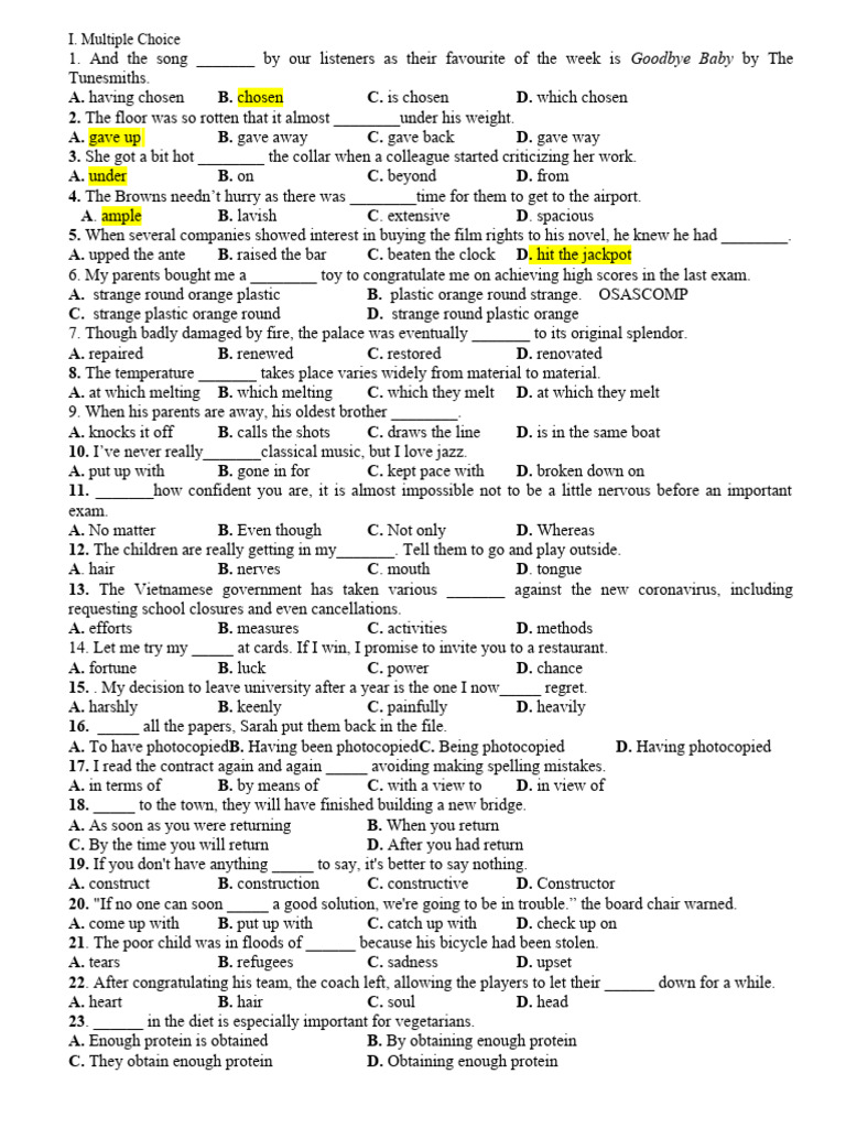 Practice Test 1 | PDF