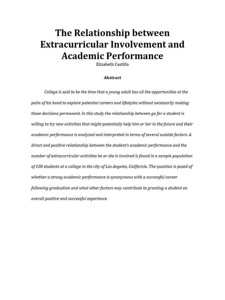 The Relationship Between Extracurricular | PDF | Wellness
