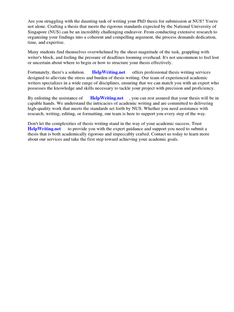 PHD Thesis Submission Nus | PDF