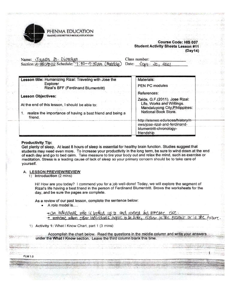 (p2) His007 Lesson#11 Dismaya, Jayson B. | PDF