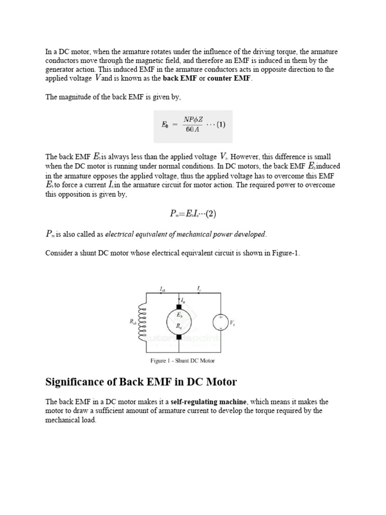 Back Emf | PDF