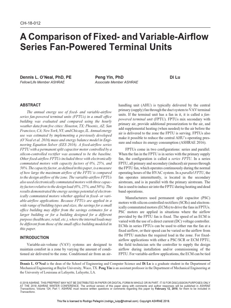 A Comparison of Fixed - and Variable-Airflow Series Fan-Powered ...