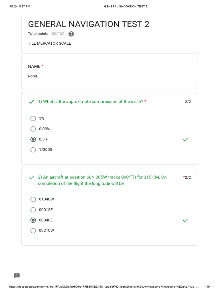 General Navigation Test 2 With Ans | PDF | Compass | Latitude