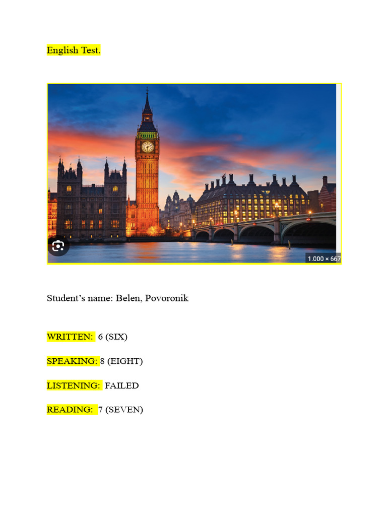 English Test B1, MARKS | PDF English Test B1, MARKS | PDF