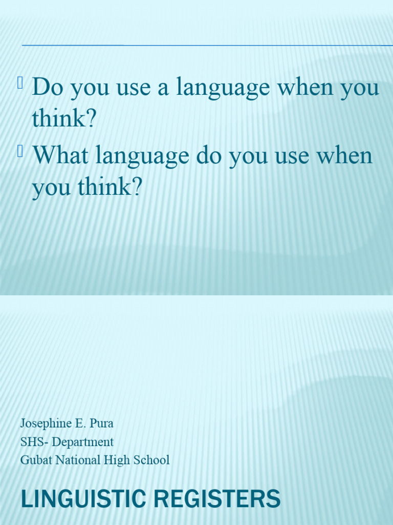 3 Linguistic Registers | PDF | Linguistics | Human Communication