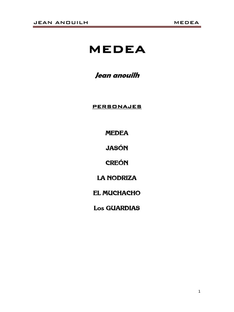 Anouilh Jean - Medea | PDF | Jason